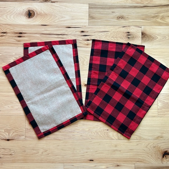 Dining | Red Black Checkered Rectangle Placemat Set | Poshmark